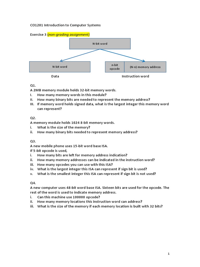Analysis of Memory Word Size, Addressing, and Instruction Word Formats ...