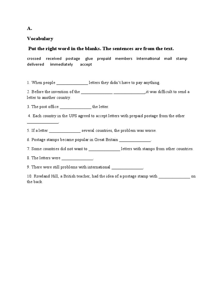 Postage Stamp Activity | PDF