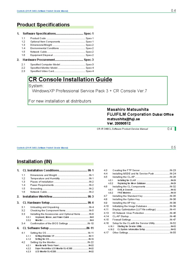 CR Console Installation Guide: Product Specifications | PDF | Bios ...