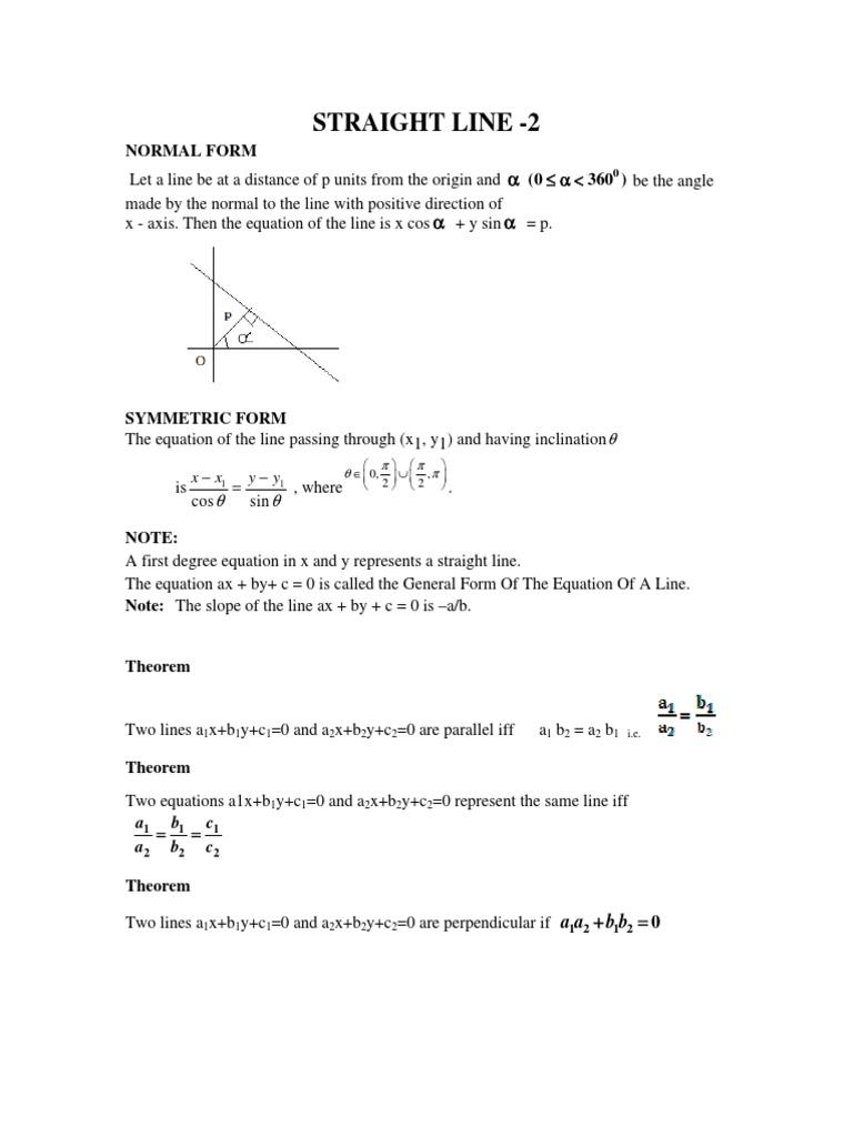 Straight Line - 2: Normal Form | PDF | Line (Geometry) | Coordinate System