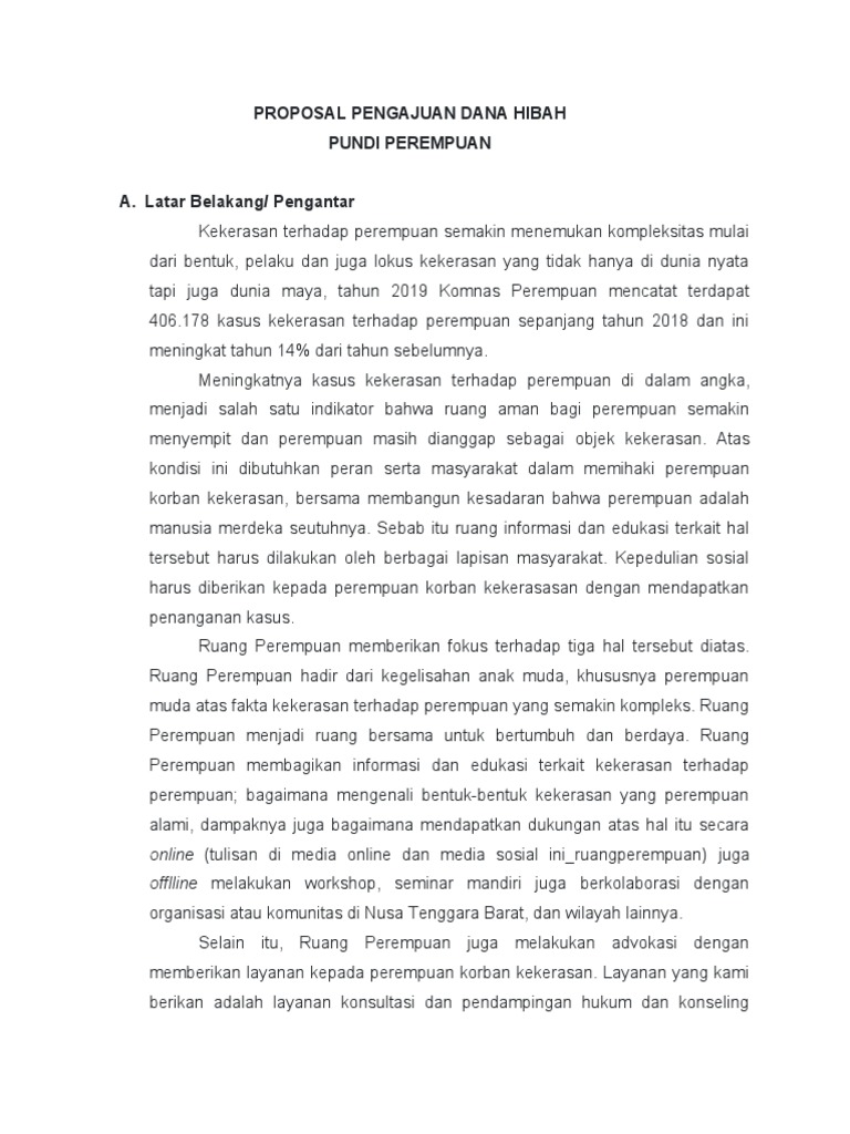 Proposal Ruang Perempuan 28012020 | PDF | Ilmu Sosial