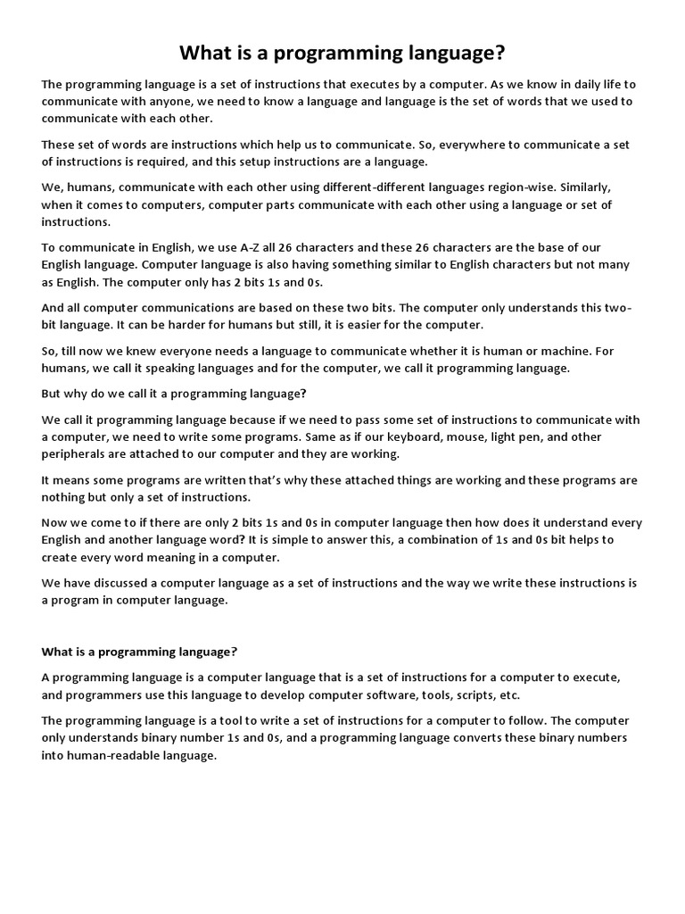 What Is A Programming Language PDF | PDF | Computer Programming ...