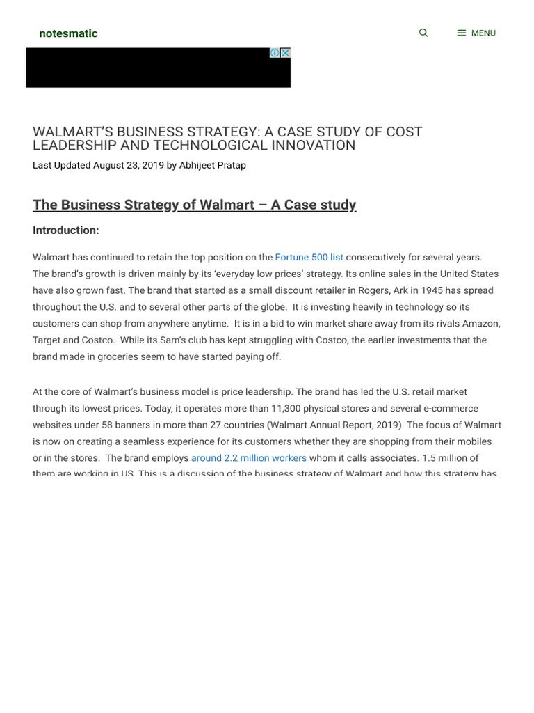 Walmart'S Business Strategy: A Case Study of Cost Leadership and ...