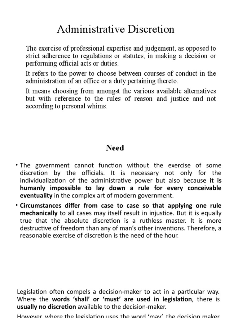 Administrative Discretion | PDF | Discretion | Justice