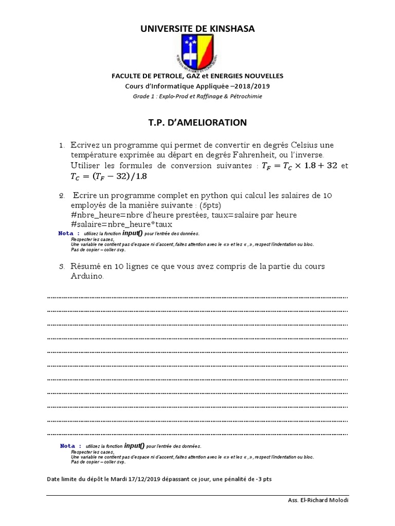TP Informatique 2019 | PDF