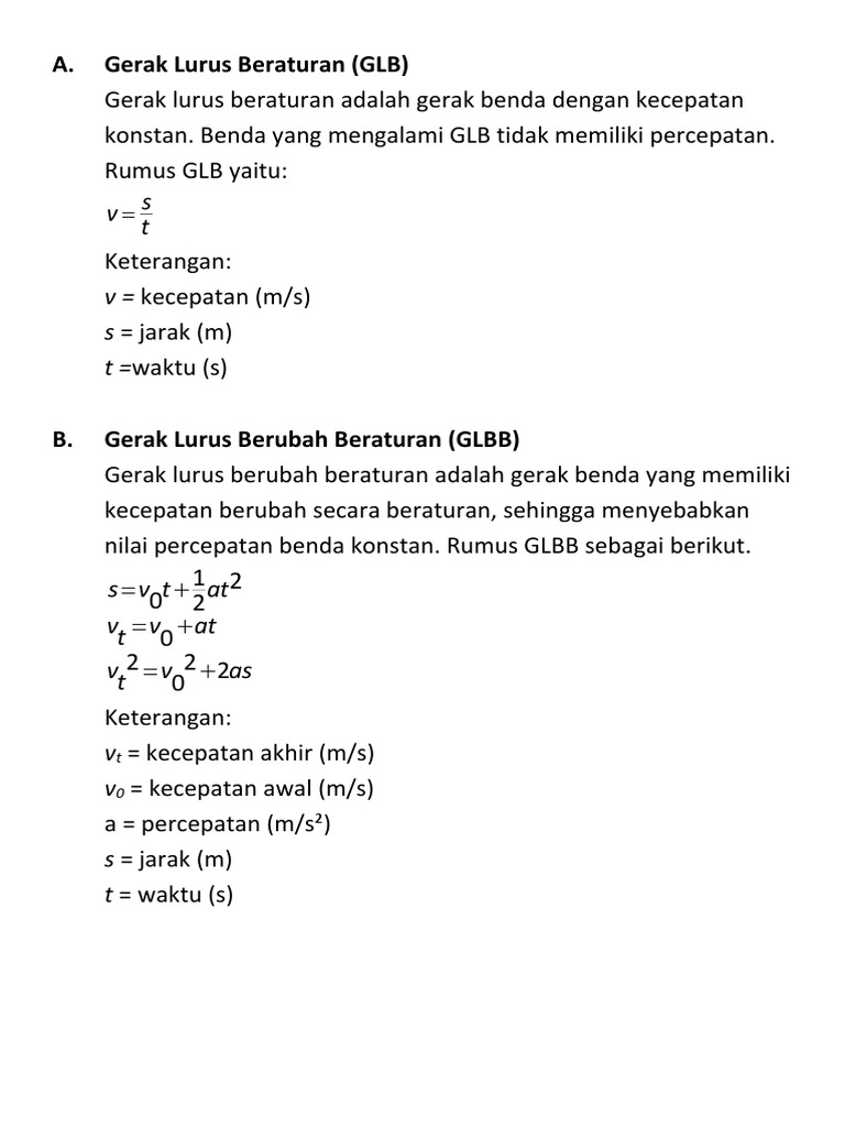 GERAK LURUS BERATURAN Dan GERAK LURUS BERUBAH BERATURAN PDF | PDF