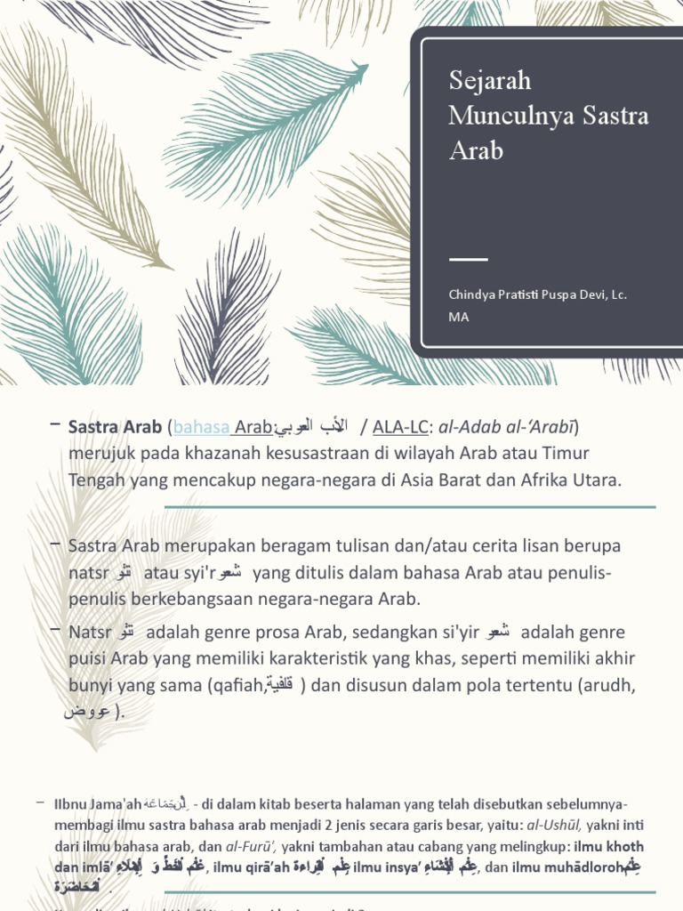 Sejarah Sastra Arab: Asal Usul dan Perkembangan | PDF | Klasik