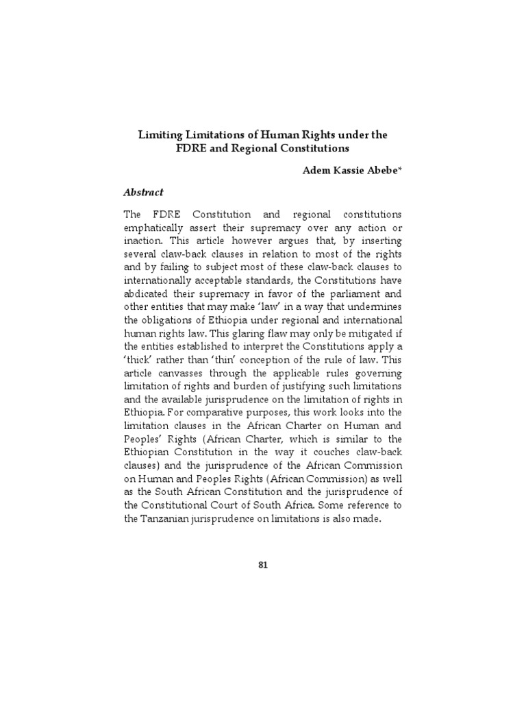 Limiting Limitations of Human Rights Und | PDF | Burden Of Proof (Law ...