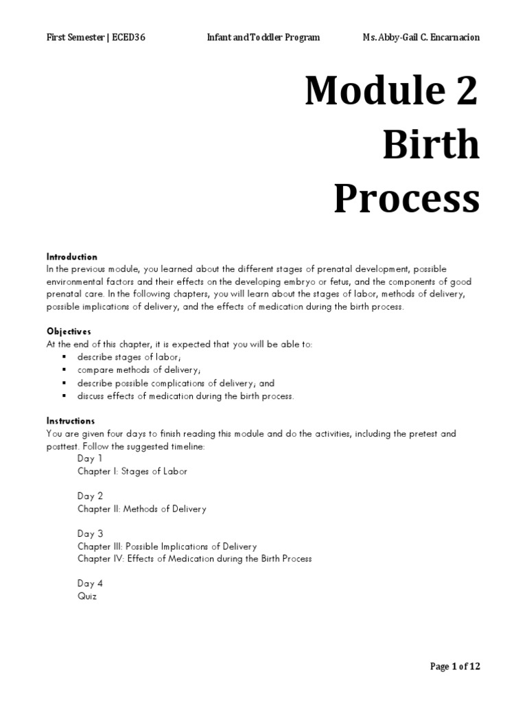 Module 2 Birth Process PDF | PDF | Childbirth | Caesarean Section