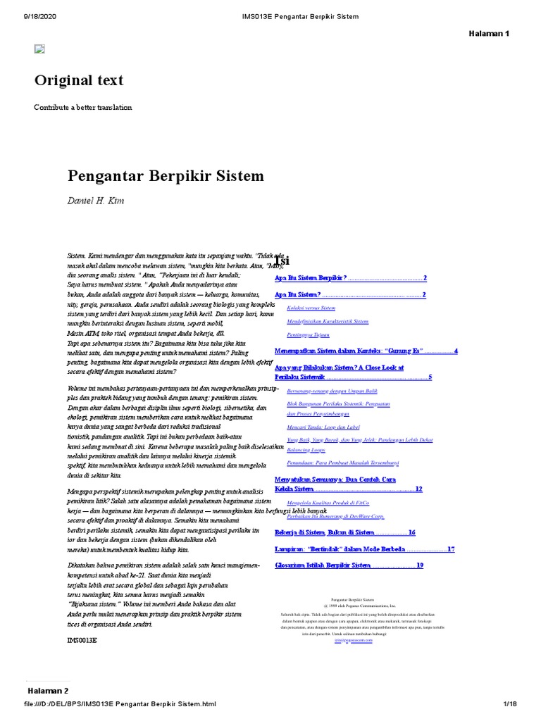 Introduction To Systems Thinking Indo Version | PDF