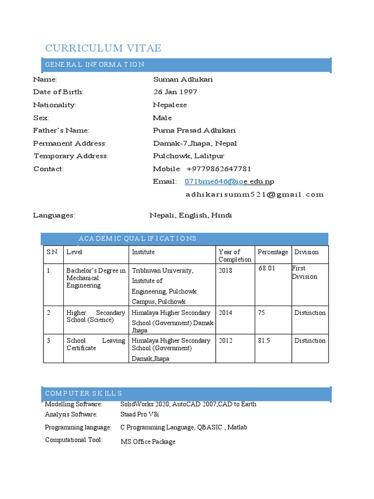 CV - Suman Adhikari - For Merge | PDF | Robotics | Electromechanical ...