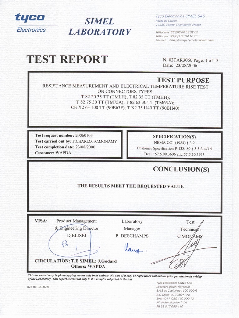 Connector Resistance and Temperature Test | PDF | Electrical Conductor ...