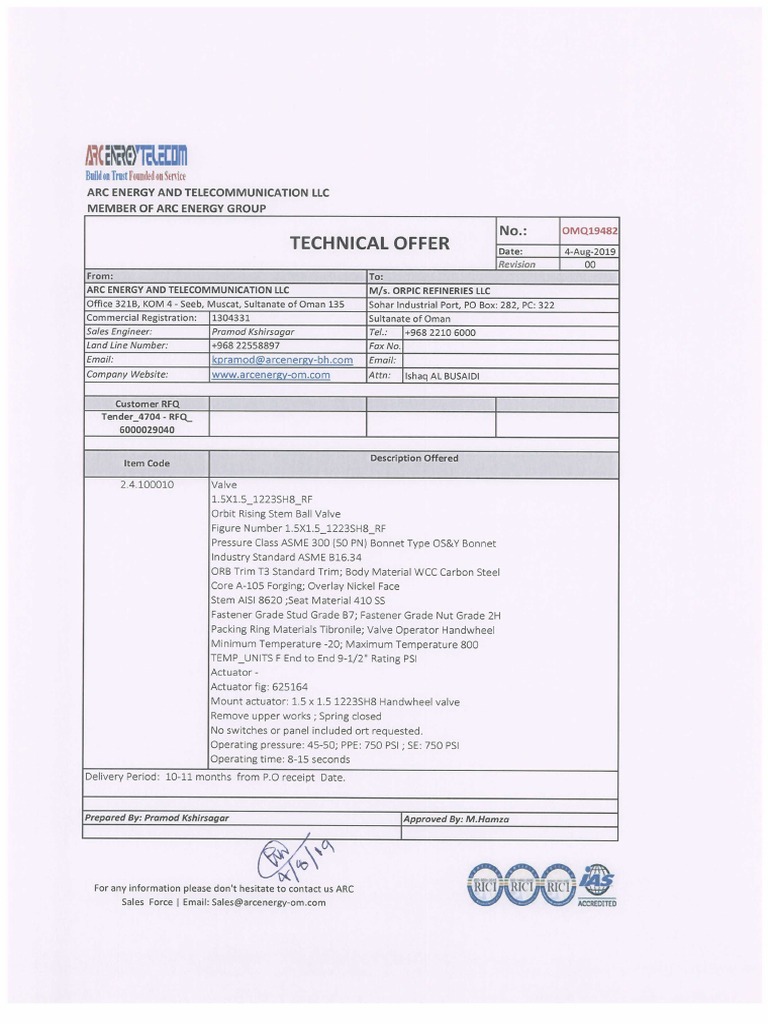 Technical Offer For Tender#4704 | PDF