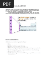 Physical and Chemical Properties of Alkali Metals | PDF | Lithium | Sodium