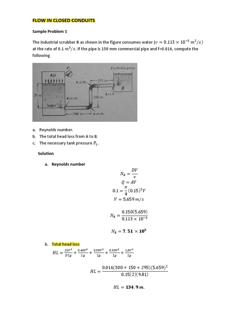 FLOW IN CLOSED CONDUITS Tutorials | Download Free PDF | Reynolds Number | Fluid Dynamics