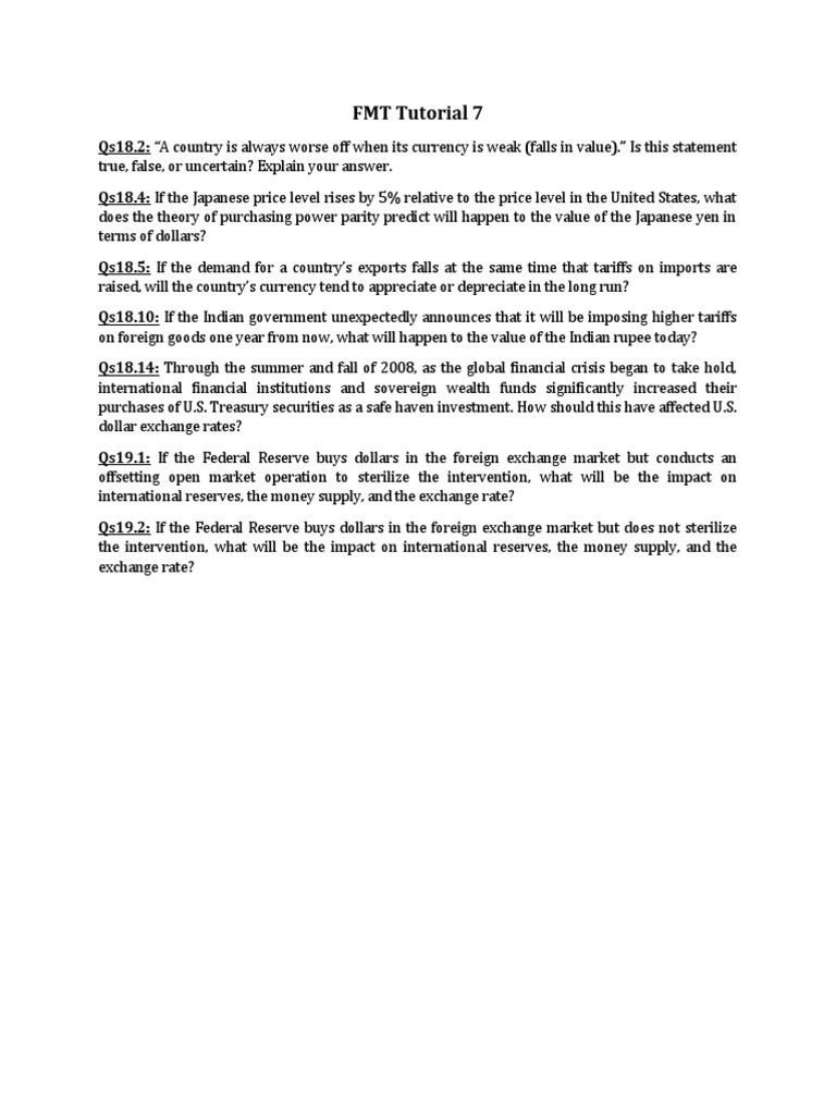 FMT Tutorial 7 | PDF