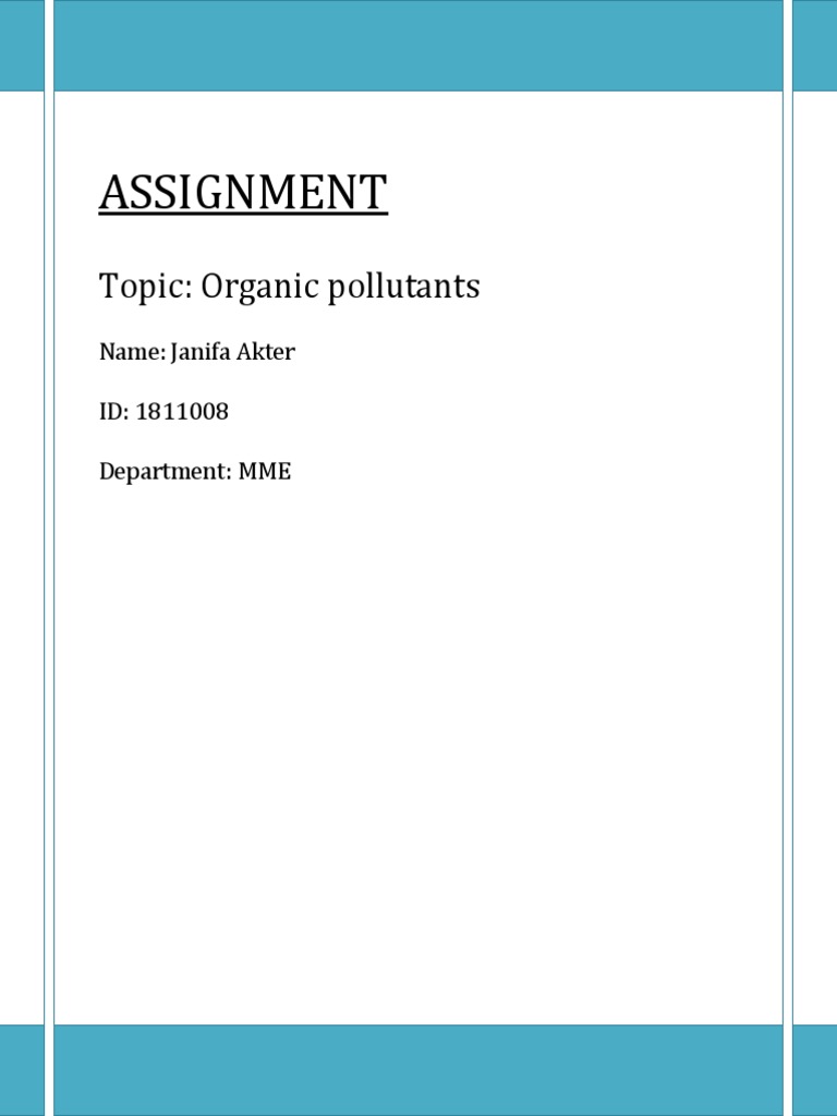 The Dirty Dozen: An Analysis of Persistent Organic Pollutants Listed in ...