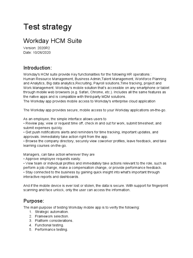 Workday HCM Mobile Testing Guide | PDF | Ios | Mobile App