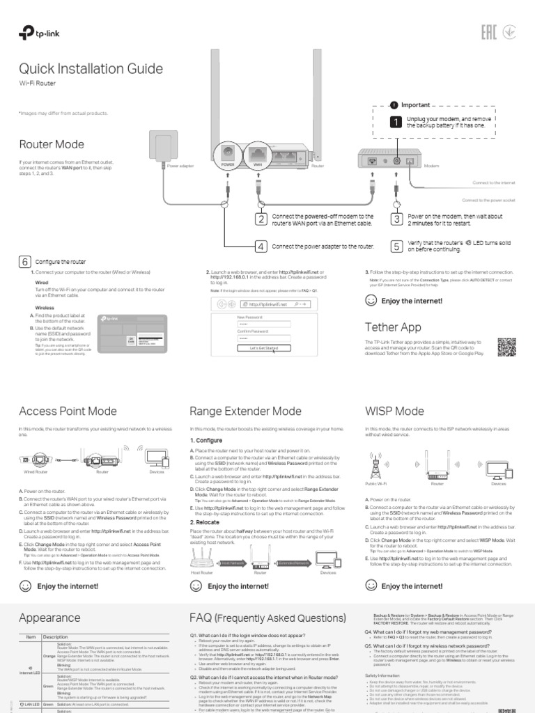 TL-WR820N&TL-WR844N (Eu) Qig PDF | PDF | Wi Fi | Computer Network