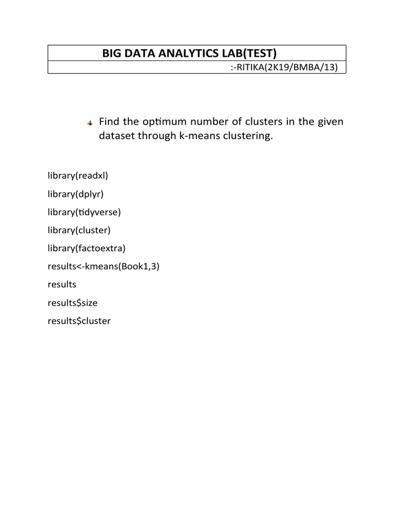 K-Means Clustering Analysis Results | PDF