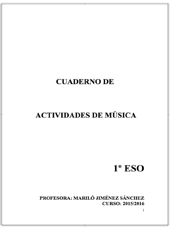 Cuaderno de Actividades de Música | PDF