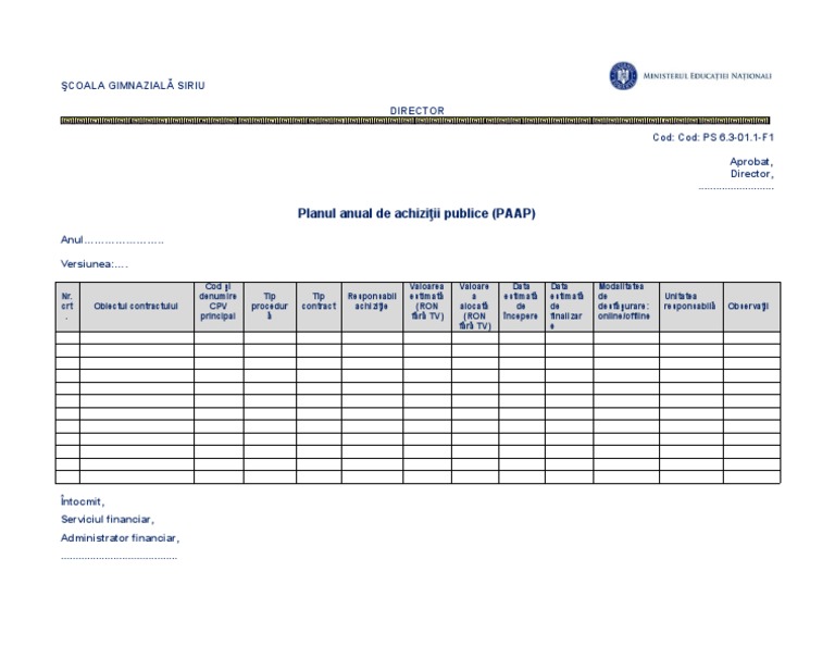 84.planul Anual de Achizitii Publice | PDF