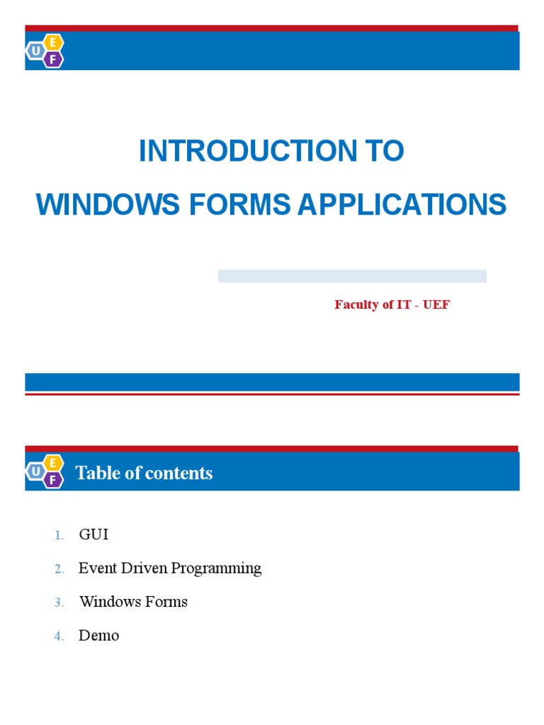 Introduction To Windows Forms Applications: E E U F F | PDF | Graphical ... Introduction To Windows Forms Applications: E E U F F | PDF | Graphical ...