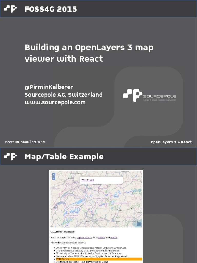 Building An Openlayers 3 Map Viewer With React Pirminkalberer Sourcepole Ag Switzerland Pdf