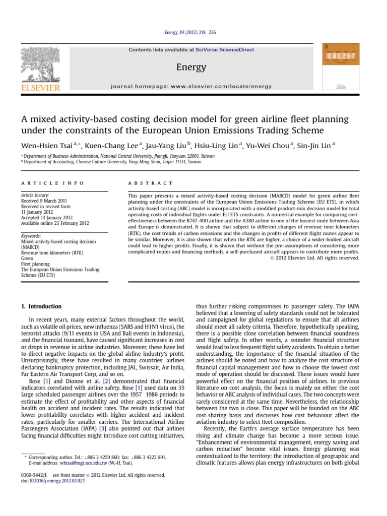 Energy: Wen-Hsien Tsai, Kuen-Chang Lee, Jau-Yang Liu, Hsiu-Ling Lin, Yu-Wei Chou, Sin-Jin Lin ...
