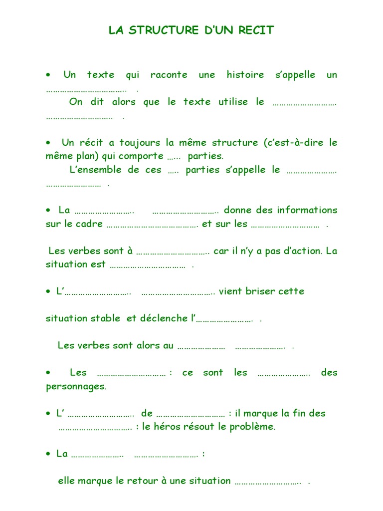 LA STRUCTURE Dun Recit PDF | PDF