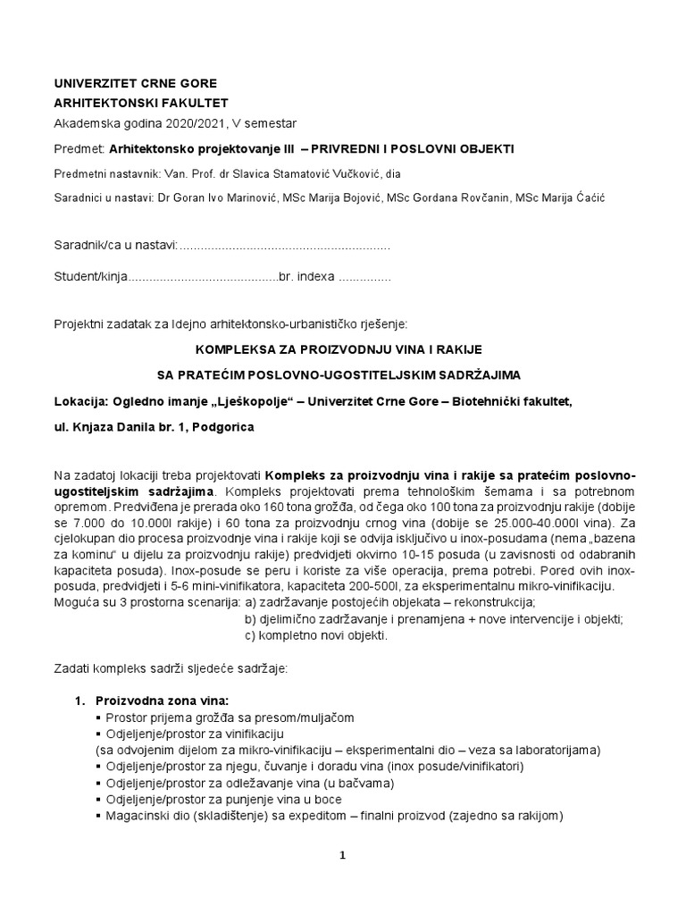 Arhitektonsko Projektovanje 3 - Zadatak 2020 - 21 - Dopunjen | PDF