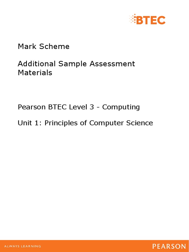 Additional Sample Assessment Material Unit 1 Principles of Computer ...