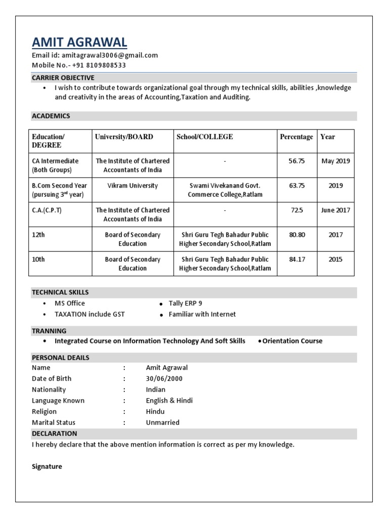 Amit Agrawal Resume PDF | PDF