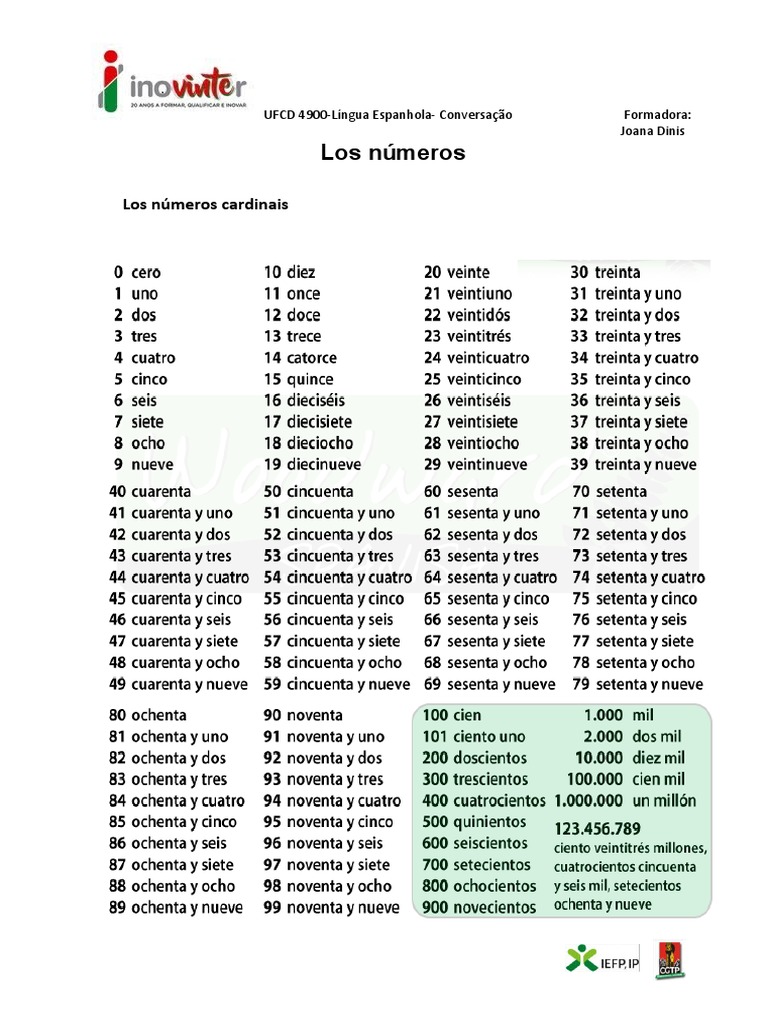 Ficha 8 Los Números | PDF