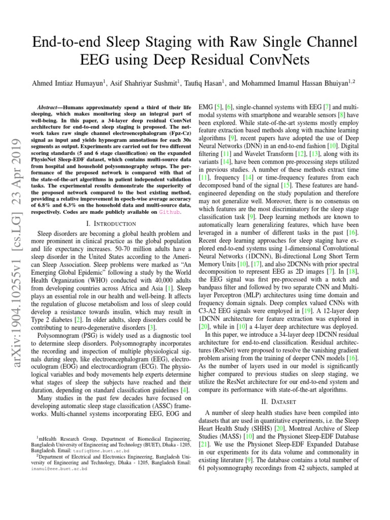 EEG Sleep Staging | PDF | Deep Learning | Cybernetics