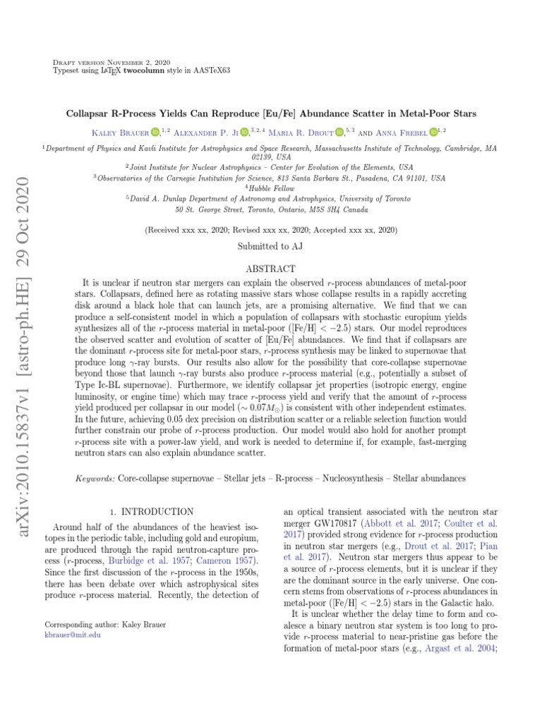 Kaley Brauer Alexander P. Ji Maria R. Drout Anna Frebel | PDF ...
