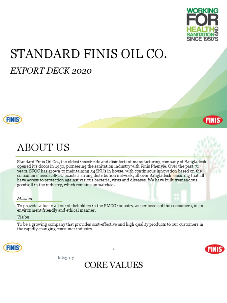 Standard Finis Oil Co.: Export Deck 2020 | PDF | Toilet | Hygiene