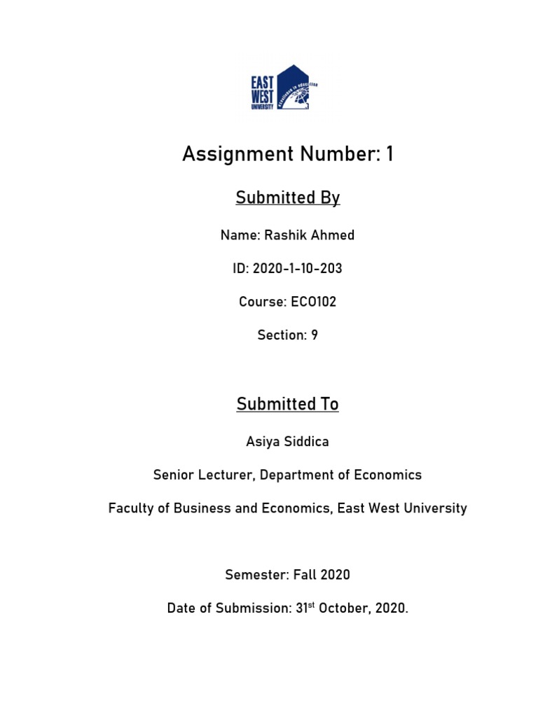 Assignment Number: 1: Submitted by | PDF | Value Added | Consumer Price ...