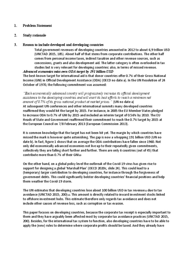 Problem Statement 2. Study Rationale 3. Reason To Include Developed and ...