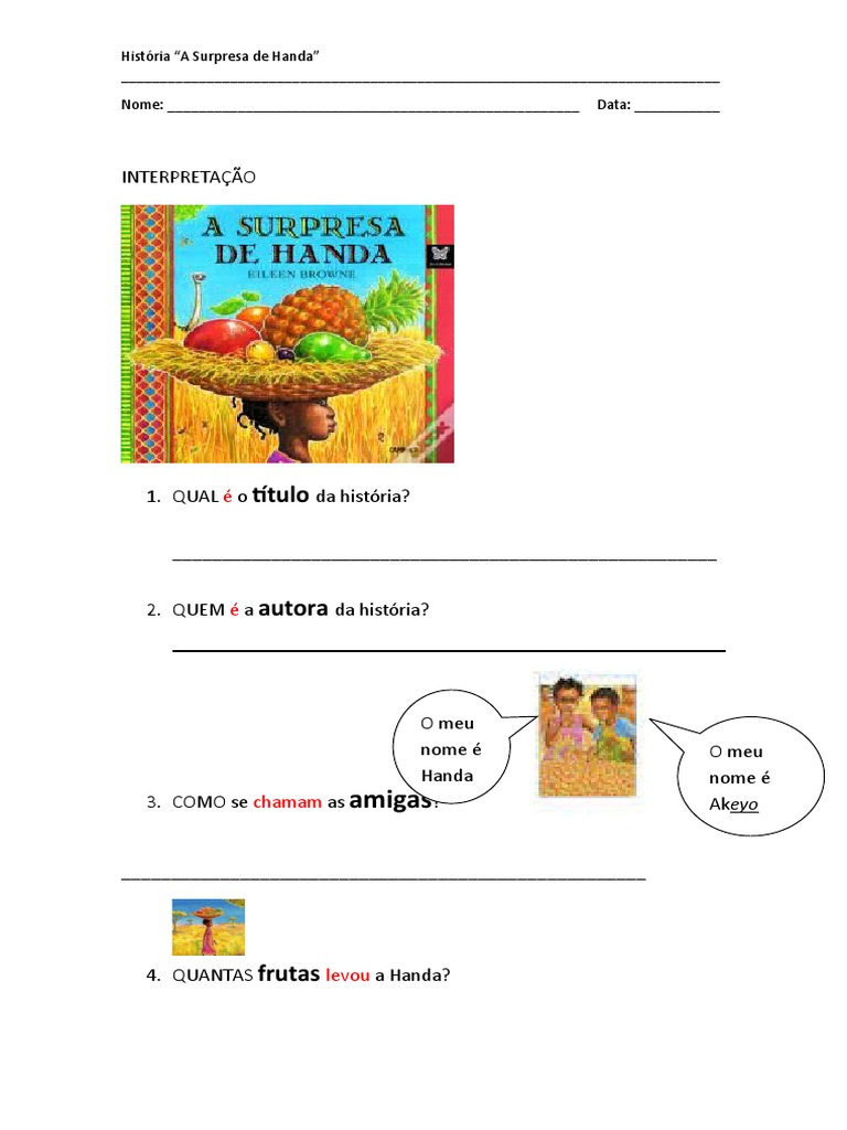 Ficha de Trabalho - A Surpresa Da Handa | PDF