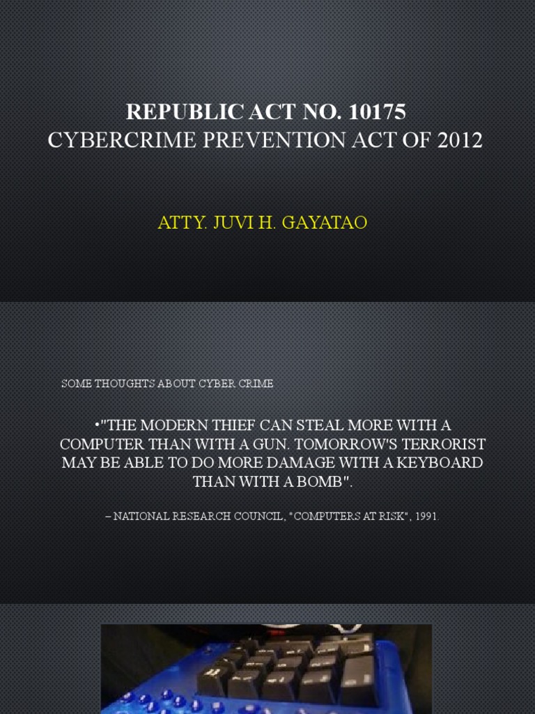 Republic Act No. 10175: Cybercrime Prevention Act of 2012 | PDF ...