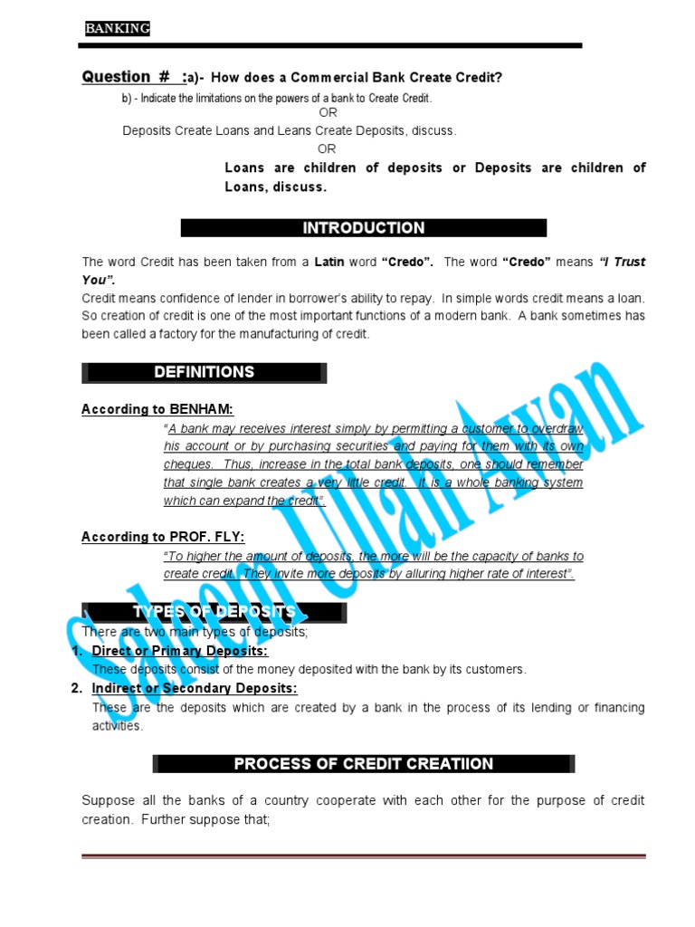 Understanding the Credit Creation Process of Commercial Banks and Its ...