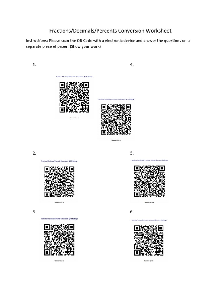 Fractions to Decimals Worksheet | PDF