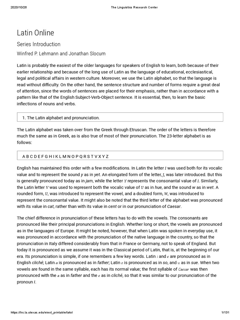 Understanding the Fundamentals of Latin Grammar and Pronunciation ...