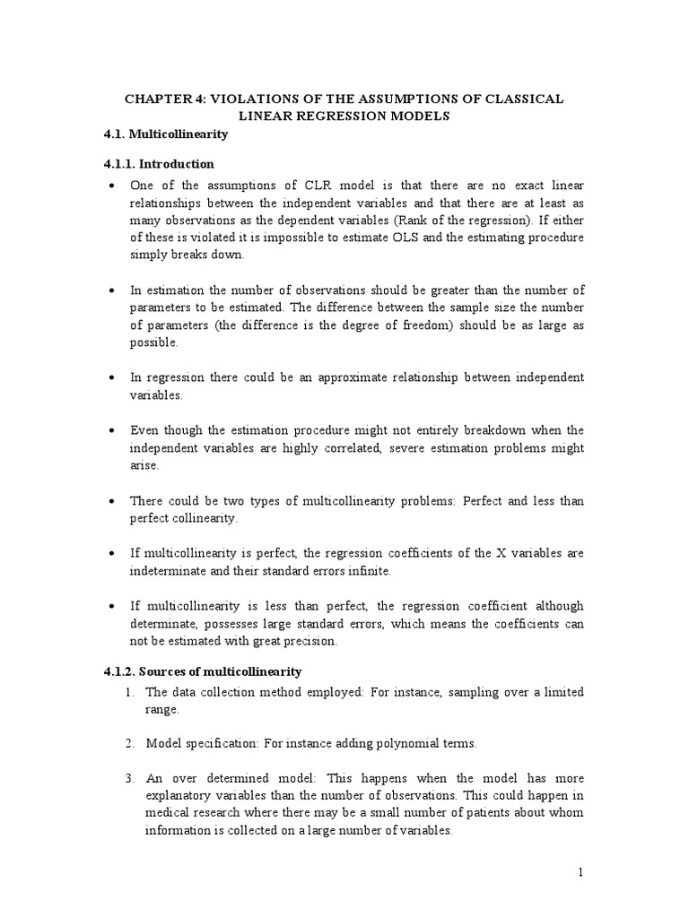 Chapter 4 Violations of The Assumptions of Classical Linear Regression ...