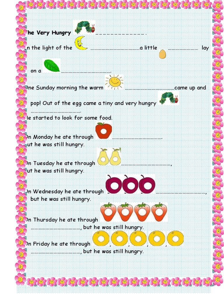 The Very Hungry Caterpillar Picture Dictionaries Reading Comprehension ...