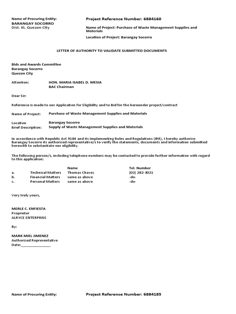 Letter of Authority | PDF | Government | Business