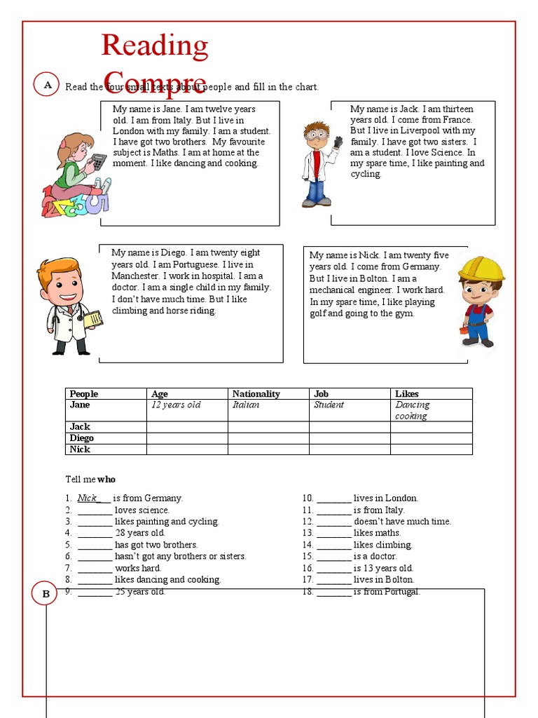 Reading Comprehension Reading Comprehension Exercises - 113807 | PDF