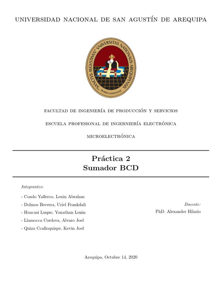 Informe De Práctica 2 Pdf Pdf Vhdl Modelado Científico