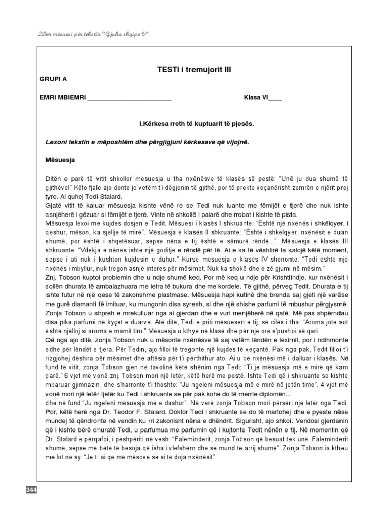Test 3-GJUHA 6 | PDF